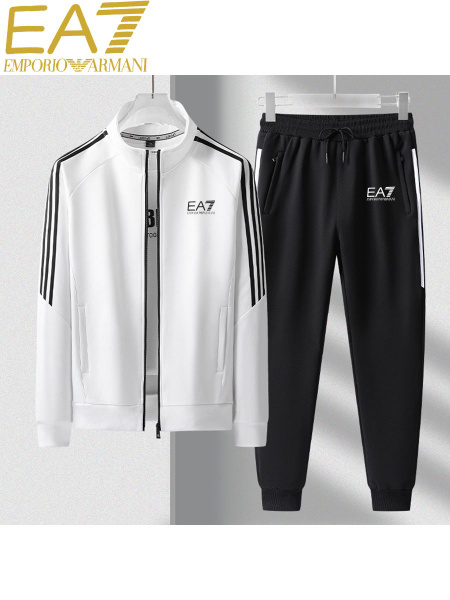 Костюм спортивный Мужской, Женский EA7 Спортивный брючный молочный, размер 54, 56 Ткань Орнамент ...