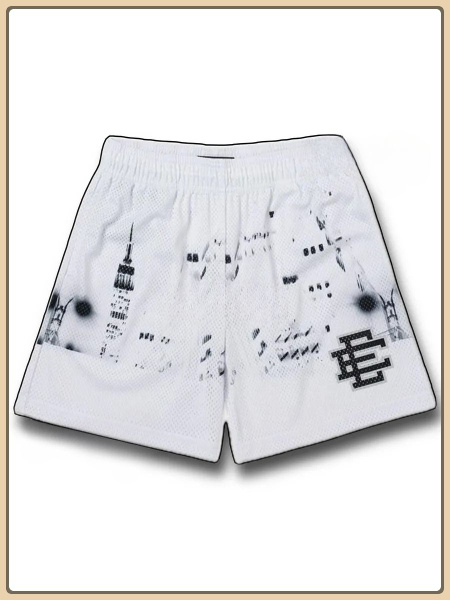 Шорты Мужской Eric Emanuel Спортивный белый муар, размер 46 Политекс Затягивающийся шнурок ...