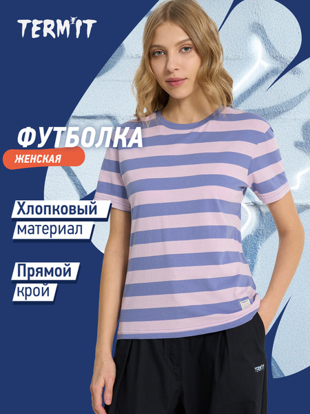 Футболка Женский Termit синий, размер 44 Хлопок Спортивный Бангладеш купить c доставкой на OZON ...