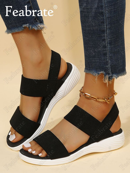 Сандалии Женский Feabrate, размер 36 Полиуретан Толстая подошва R (средняя) Лето Без застёжки ...