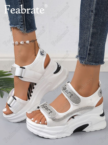 Сандалии Женский Feabrate, размер 35 Синтетическая дышащая сетка Круглый нос, Открытый нос R ...