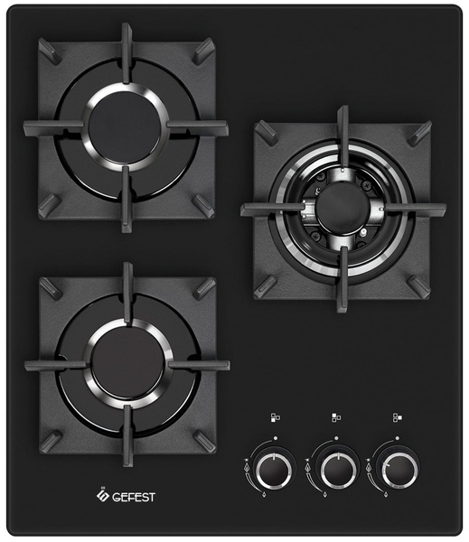 Газовая варочная панель Gefest ПВГ 2100-02 К33 45 см, 3 конфорки закаленное стекло электроподжиг ...