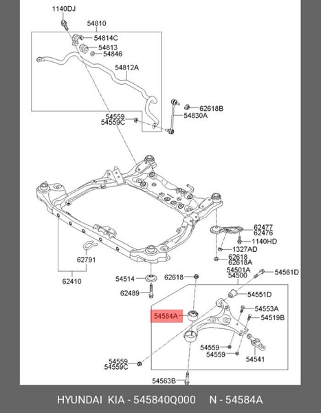 Сайлентблок рычага подвески перед прав Hyundai-KIA 54584-0Q000 купить c ...