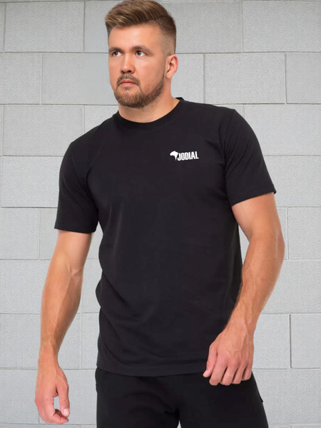 Футболка Мужской JODIAL черный Короткий, размер 52 Хлопок Логотип ...