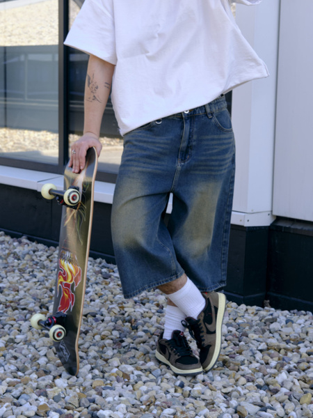 Шорты Мужской DLR&NN Повседневный серый деним, размер 44 Хлопок, Эластан оверсайз Средняя купить ...