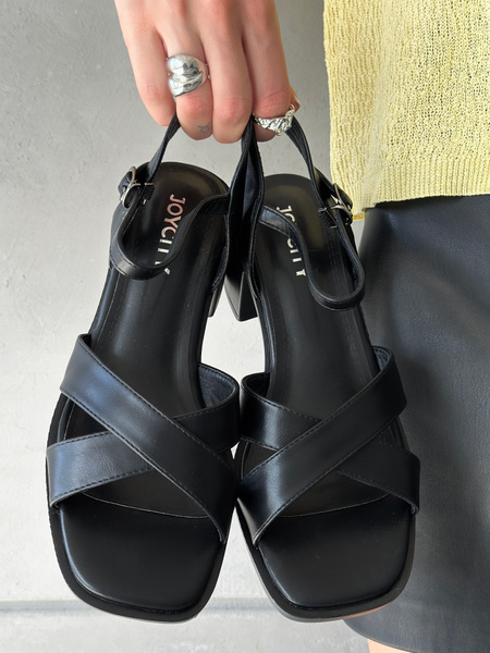 Босоножки Женский JOYCITY Толстый каблук Искусственная кожа, размер 36 Открытый нос, Тонкая ...