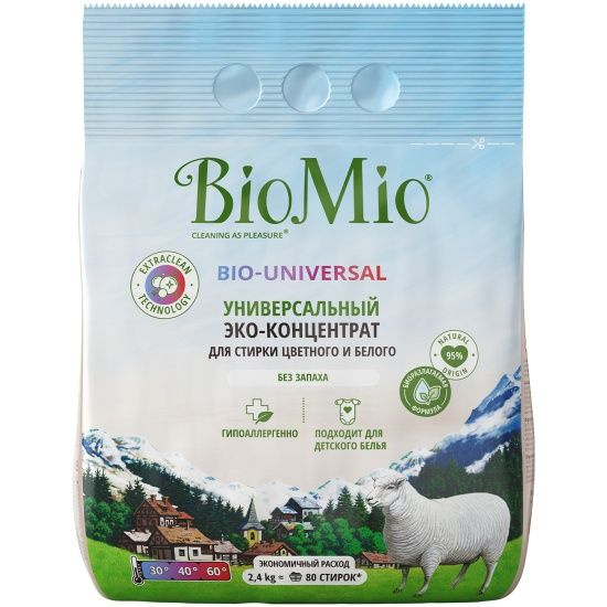 Стиральный порошок BIOMIO 2,4кг ,для цветных и белых тканей ,автомат, 7640168939489 купить на ...