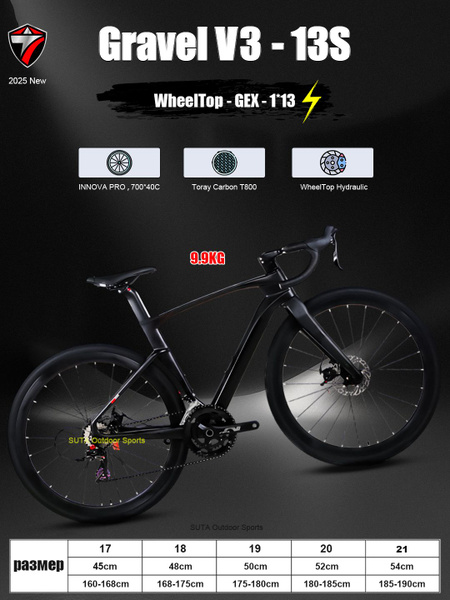 TWITTER BIKE Велосипед Гравийный, Gravel V3, WheelTop GEX 13-speed, 700C*40C, WheelTop Hydraulic ...