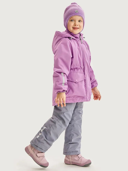 Комплект верхней одежды Девочки NIKASTYLE Капюшон Демисезон, размер 104 Повседневный фиолетовый ...