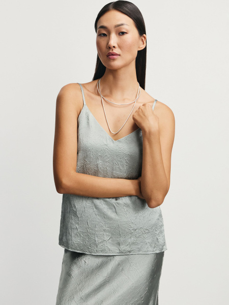 Топ Женский Zarina зеленый, размер 48 Полиэстер Без рукавов Повседневный Вьетнам прямой ...