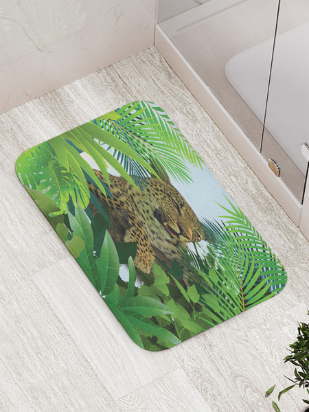 Коврик для ванной комнаты и туалета противоскользящий "Опасность в кустах" 52х77 см, JoyArty ...