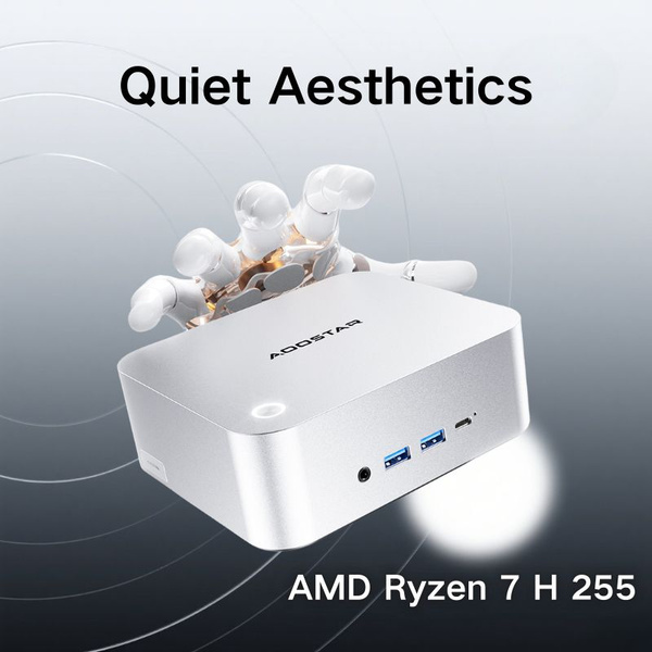 Мини-ПК (AMD Ryzen 7 H 255, RAM Отсутствует, SSD 50 ГБ, AMD Radeon ...