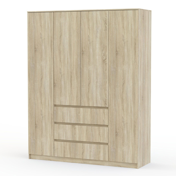 Шкаф распашной BestMebel Шкаф Мальм 4 с ящиками от 29-06, 145x50x200 см ...