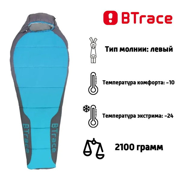 Спальник Btrace: Bless L (левый, Серый/Синий) - купить с доставкой по выгодным ценам в интернет ...