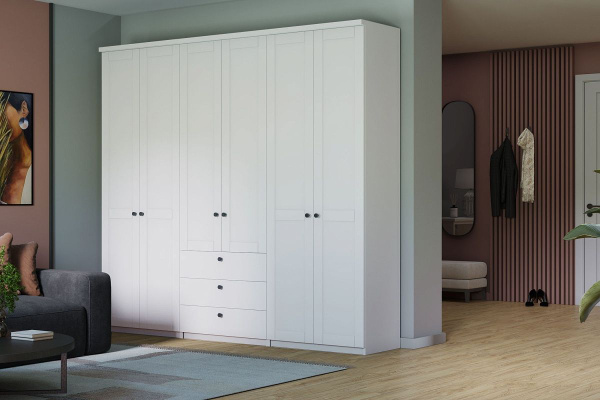 Шкаф распашной Mebelland24 София_Белый с ящиками, 240x50x220 см ...