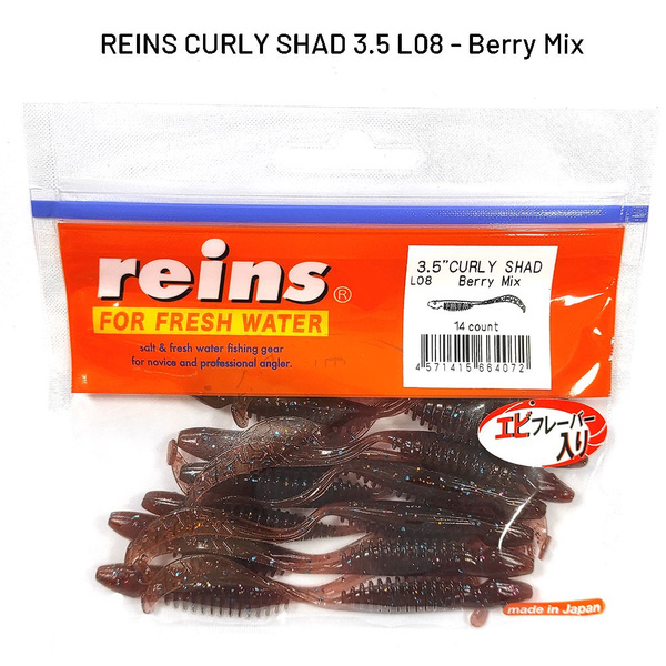 Мягкая приманка REINS CURLY SHAD 3.5" Цв. L08 - Berry Mix (14 шт/уп ...