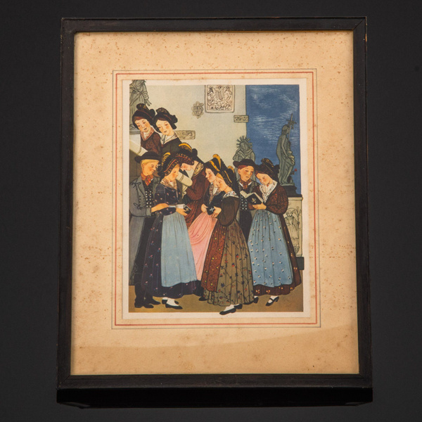 Графика "Швейцарский бытовой сюжет" в раме под стеклом, Германия 1900-1930 гг купить на OZON по ...