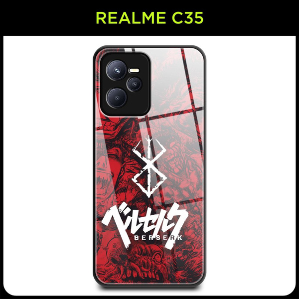 Стеклянный чехол на Realme C35 / Реалми С 35 с принтом аниме Берсерк ...