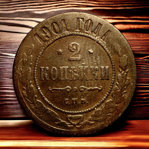 Монета Российской Империи 2 копейки 1901 года, СПБ. Николай II - купить в интернет-магазине OZON ...