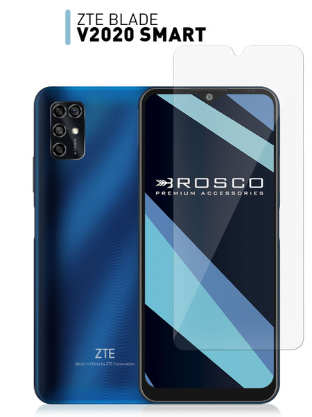 Прозрачное защитное стекло ROSCO с отступом для ZTE Blade V2020 Smart ...