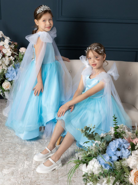 Праздничное платье LELUkids для девочки Ангелина, голубой, р-р 140 Танцы, Девочки, На любой ...