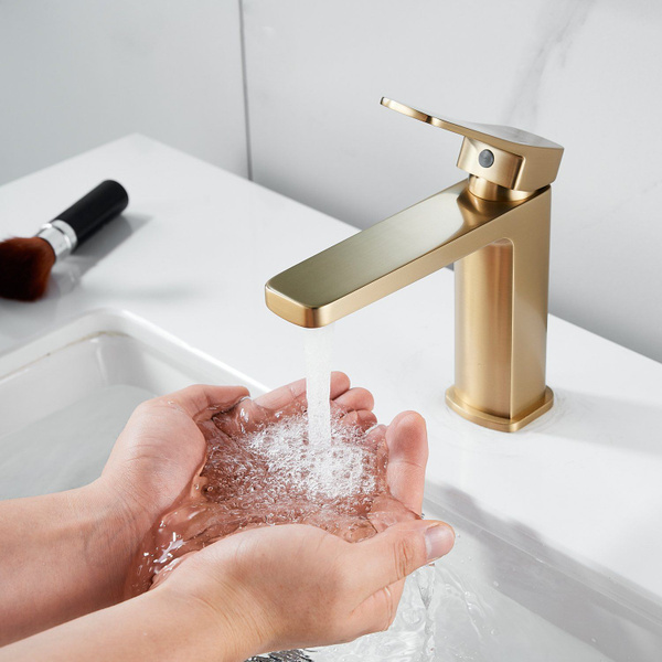 Смеситель для раковины (кран для умывальника) Shevanik S9901G, золотой ...