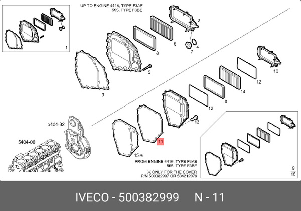 Прокладка задней крышки двигателя cursor.резиновая Iveco 500382999 ...