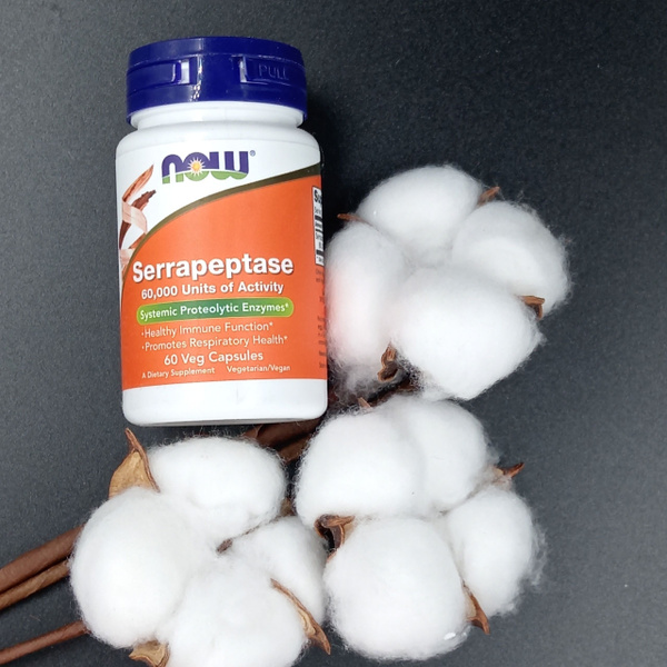 NOW Foods Serrapeptase 60 veg capsules,НАУ ФУДС Серрапептаза, 60 ...