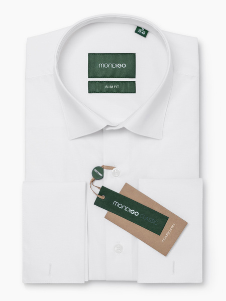 Рубашка Мужской Mondigo белый Длинный Хлопок, Полиэстер Воротник Однотонный, размер 46, 48 ...