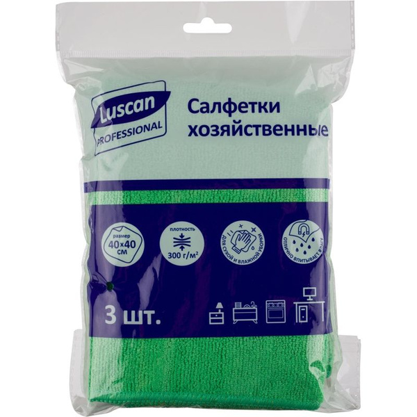 Хозяйственные салфетки Luscan "Professional", 300 г/м2, 40х40 см ...
