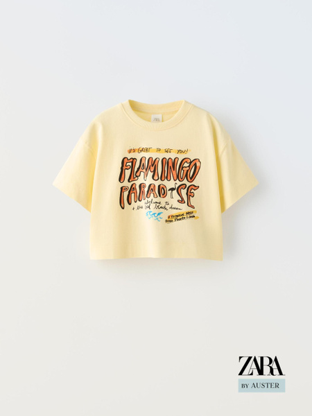 Футболка Zara, размер 130, цвет желтый, 100% хлопок - купить по ...