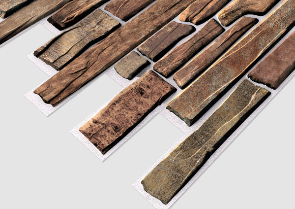 Листовые Панели ПВХ, водостойкие, Камень "Сланец настоящий коричневый" , (977 х 493, 0.4мм.) 3 ...