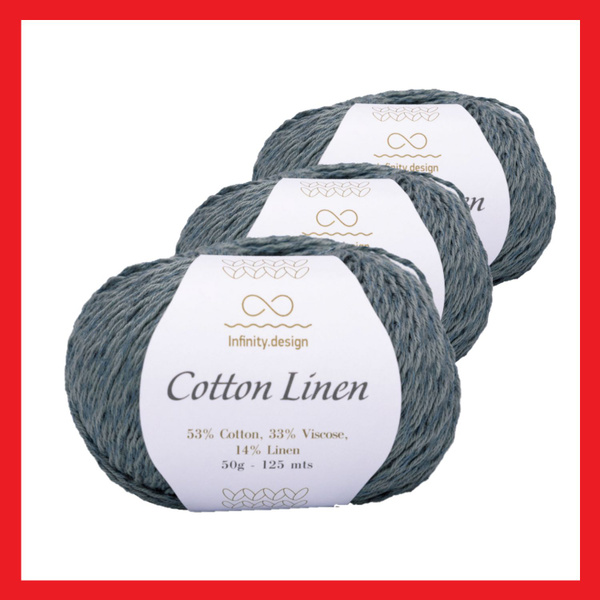 Пряжа для вязания спицами и крючком Cotton linen Infinity, цвет 8561, 3 ...