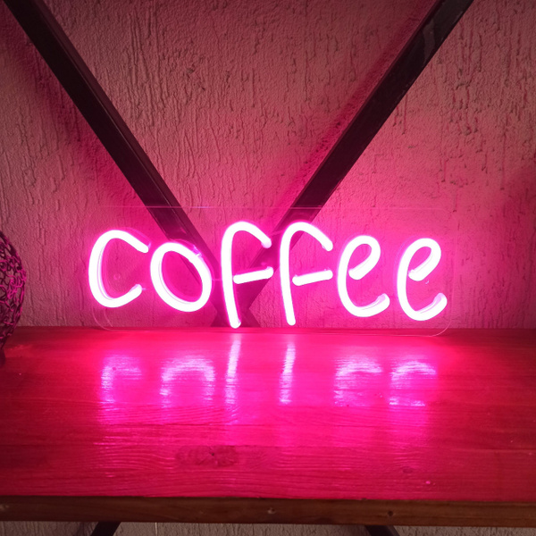 Неоновая вывеска Elmarto Coffee, 30х10 см, розовая купить на OZON по ...