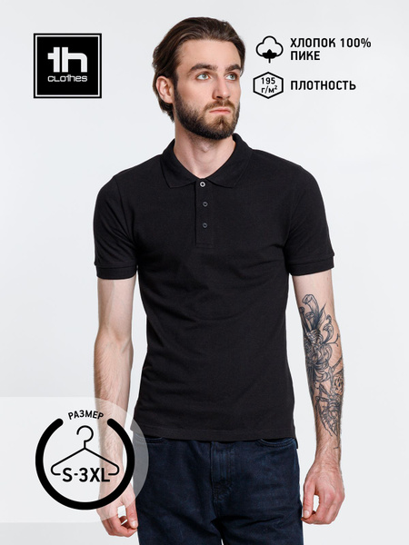 Поло TH Clothes, размер 50, 52, цвет черный, хлопок 100% - купить по ...