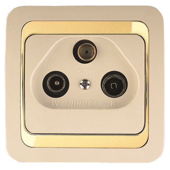 Розетка спутниковая SAT + телевизионная (набор 10шт) R/TV/ Makel Mimoza кремовый/ золото ...