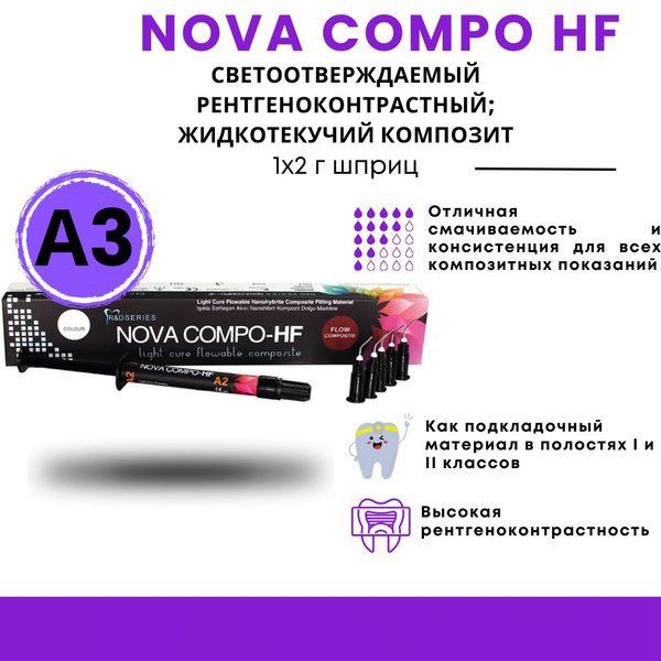 NOVA COMPO HF текучий композит, цвет A3, IMICRYL (2г), Revolution Formula 2, Charisma Flow ...