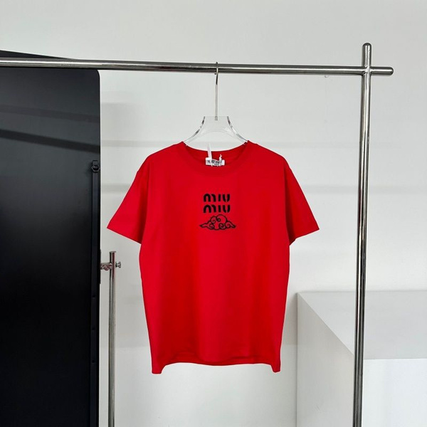 Футболка Miu Miu размер 40 цвет красный 100 чистый хлопок купить по выгодной цене в