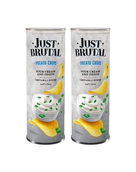 Картофельные чипсы Just Brutal со вкусом сметаны и лука, 2 уп по 100 гр - купить с доставкой по ...