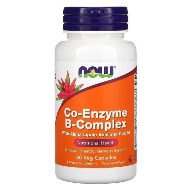 NOW Co-Enzyme B-Complex 60 капсул, Коэнзим Ку10, Б комплекс (для ...