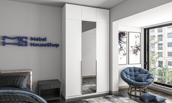 Шкаф распашной Mebel House Shop ИКЕА Пакс 101 Фардал с зеркалом белый ...