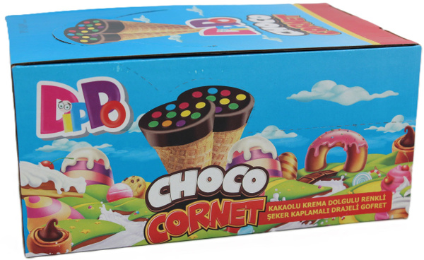 Вафельный рожок Dippo-Choco Cornet Разноцветные драже вафли с сахарной ...