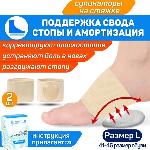 ORTGUT Силиконовый супинатор на резинке для поддержки стопы ...