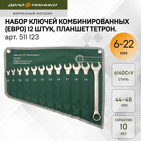 Набор ключей комбинированных Дело Техники (ЕВРО), 12 шт., планшет ...