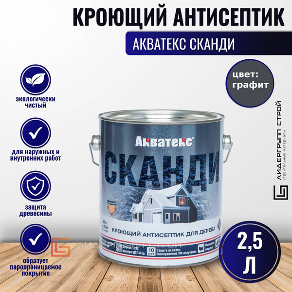 Пропитка для древесины Акватекс Сканди графит 2,5л - купить по низкой ...