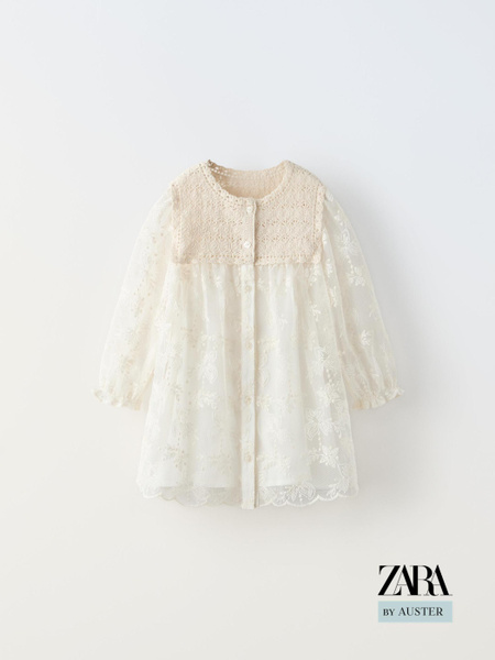 Платье для девочки ZARA CONTRAST CROCHET AND EMBROIDERY DRESS, 116, Девочки, Лето, размер 116 ...