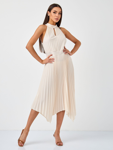 Платье Chic Lab женское плиссе, бежевое, размер 48, Женский, Лето, размер 48, материал Спандекс ...