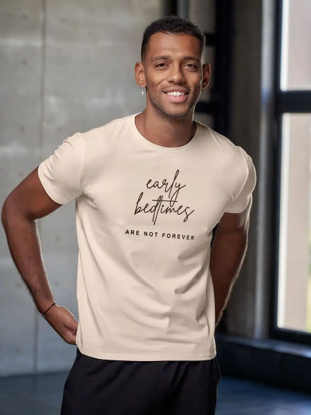 Футболка T-RONE menswear, размер 52, цвет светло-бежевый, 92% хлопок, 8 ...