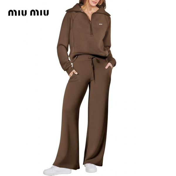 Комплект одежды Женский Miu Miu Повседневный двойка коричневый размер 42 Полиэфирное волокно