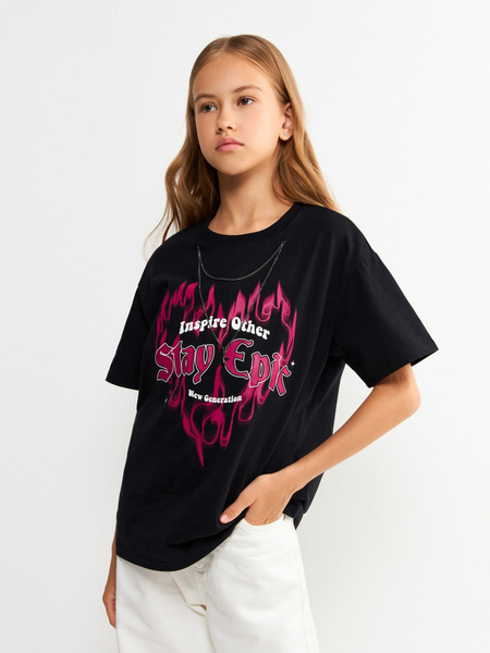 Футболка Acoola, размер 134, цвет черный, розовый, хлопок 100% - купить по выгодной цене в ...